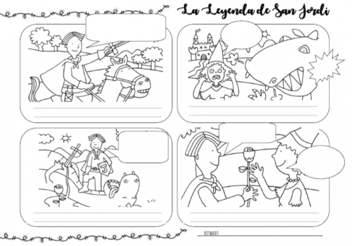 cómic San Jordi - Una Pizca de Educación | Familia · Maestros · Niños