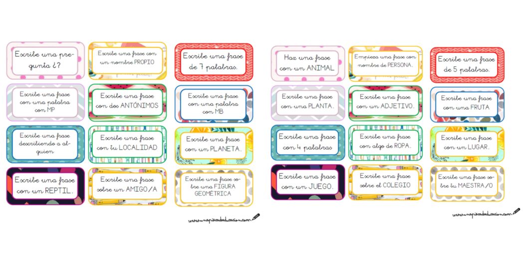 Tarjetas Escritura creativa y expresión oral con instrucciones ...