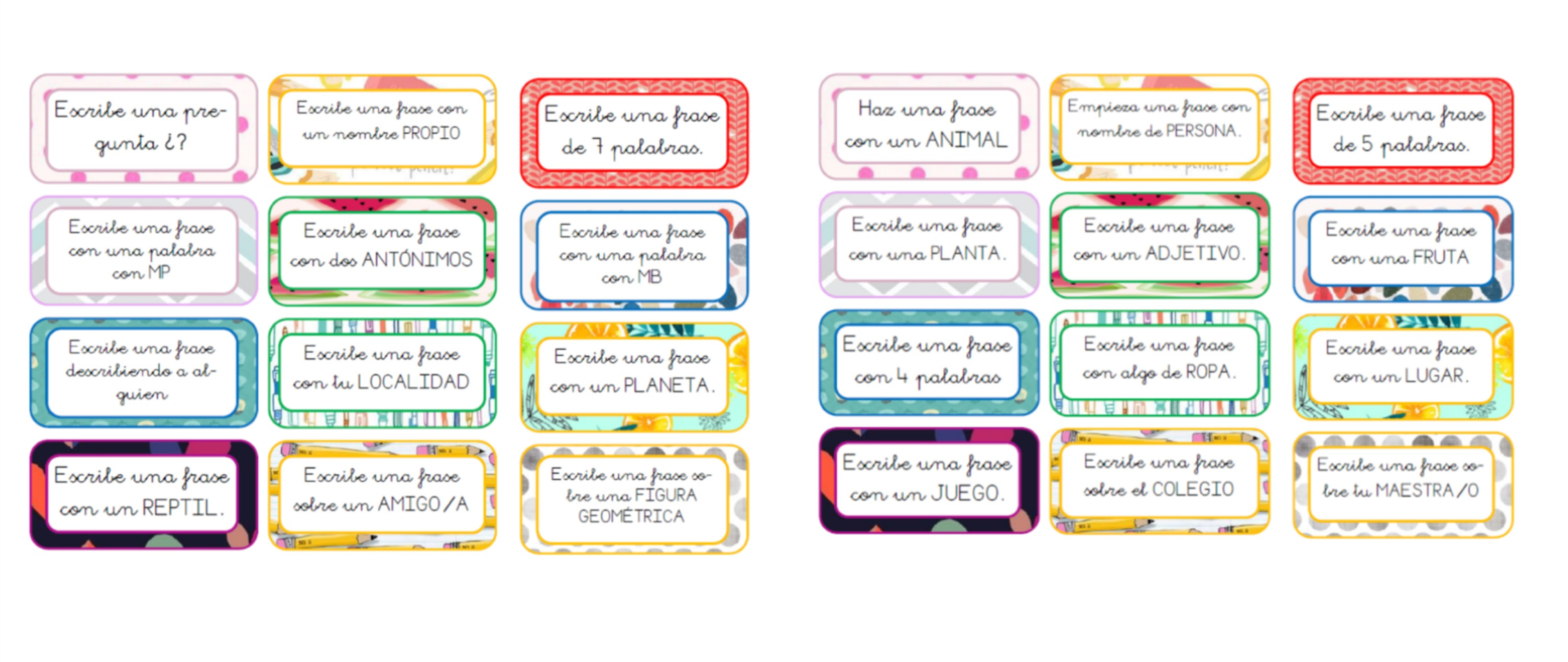 Tarjetas escritura - Una Pizca de Educación | Familia · Maestros · Niños