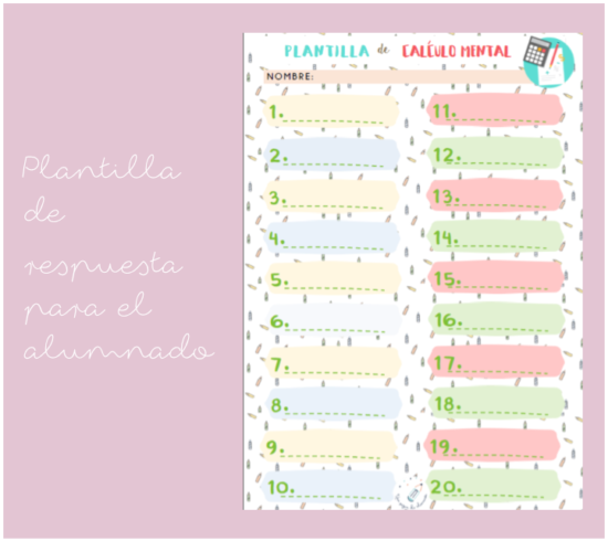 Plantillas de cálculo mental - Una Pizca de Educación | Familia ...