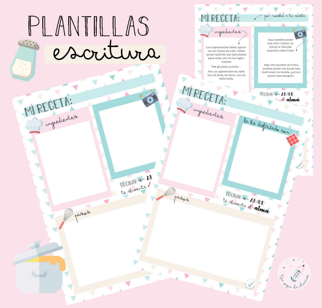 Plantillas de escritura: la receta - Una Pizca de Educación | Familia ...